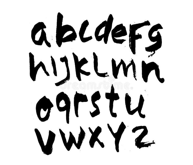Printdry Brush Alphabet Font Set Made by Real Brush Grunge Style Vector ...