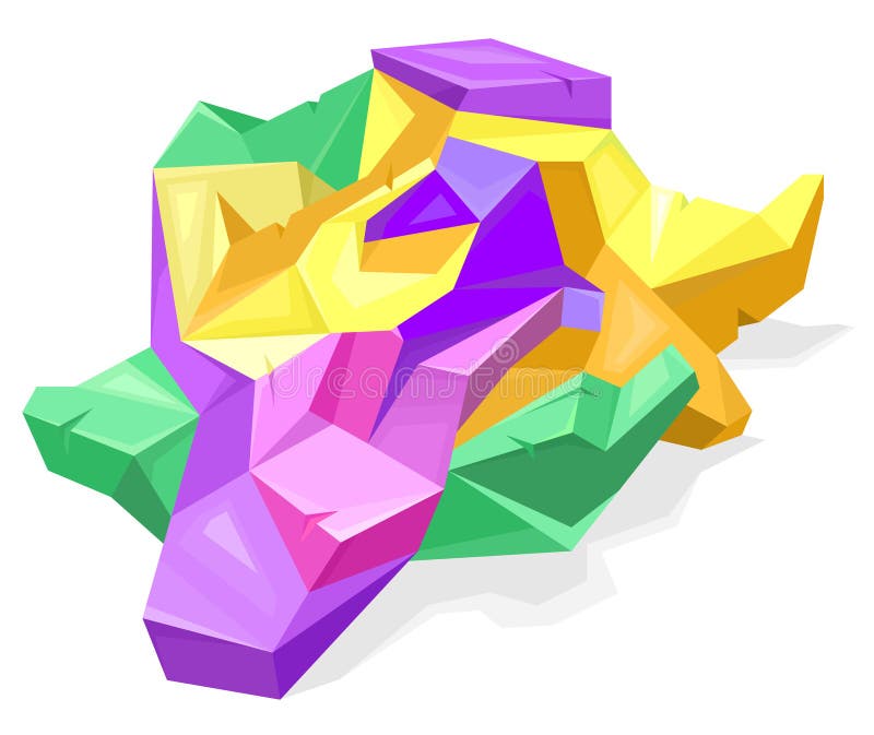 Colorful Abstract Heap of Volumes Penetrating Each Other. Geometric ...