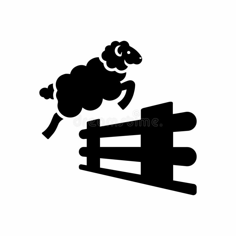 Sheep jumping over fence stock illustration. Illustration of lamb ...