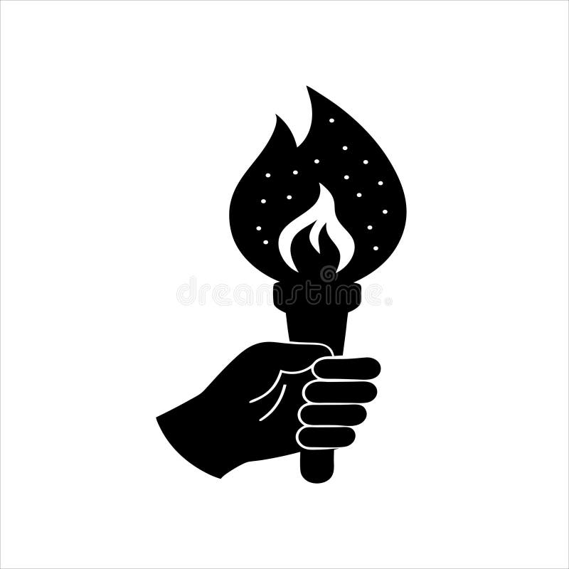 Burning Torch in Hand Halftone Silhouette Vector Art Stock Illustration ...