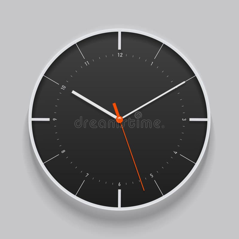 Simple Dark Clock in Realistic Flat Style, with Arrow and Numbers. Time ...