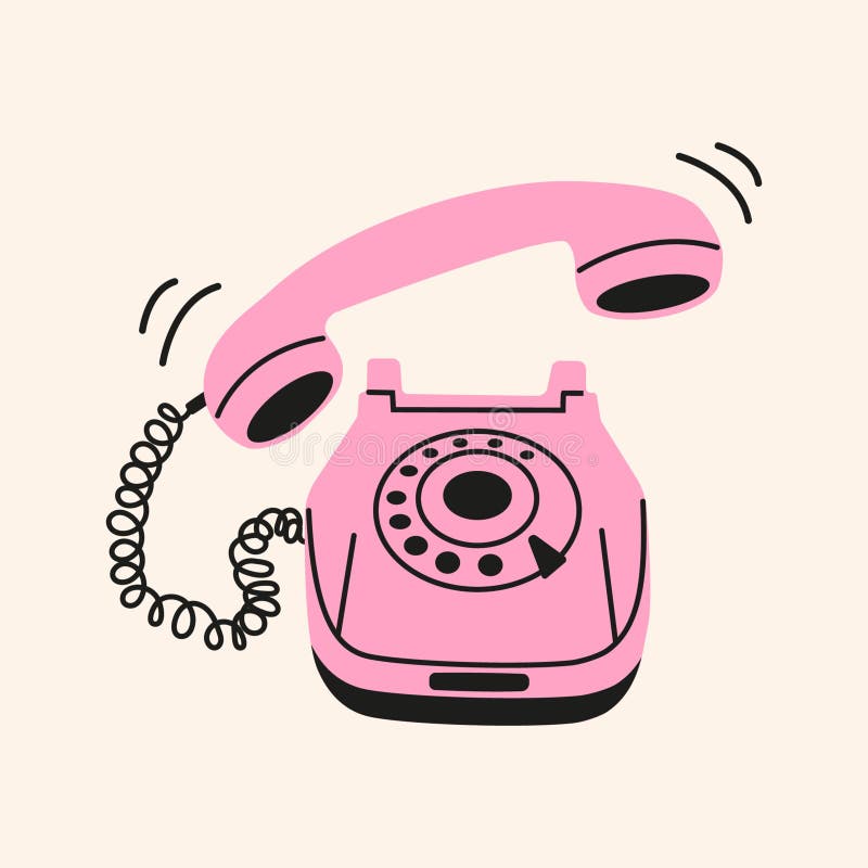 Old Landline Disk Caller Pink Telephone with Handset and Wire in Retro ...