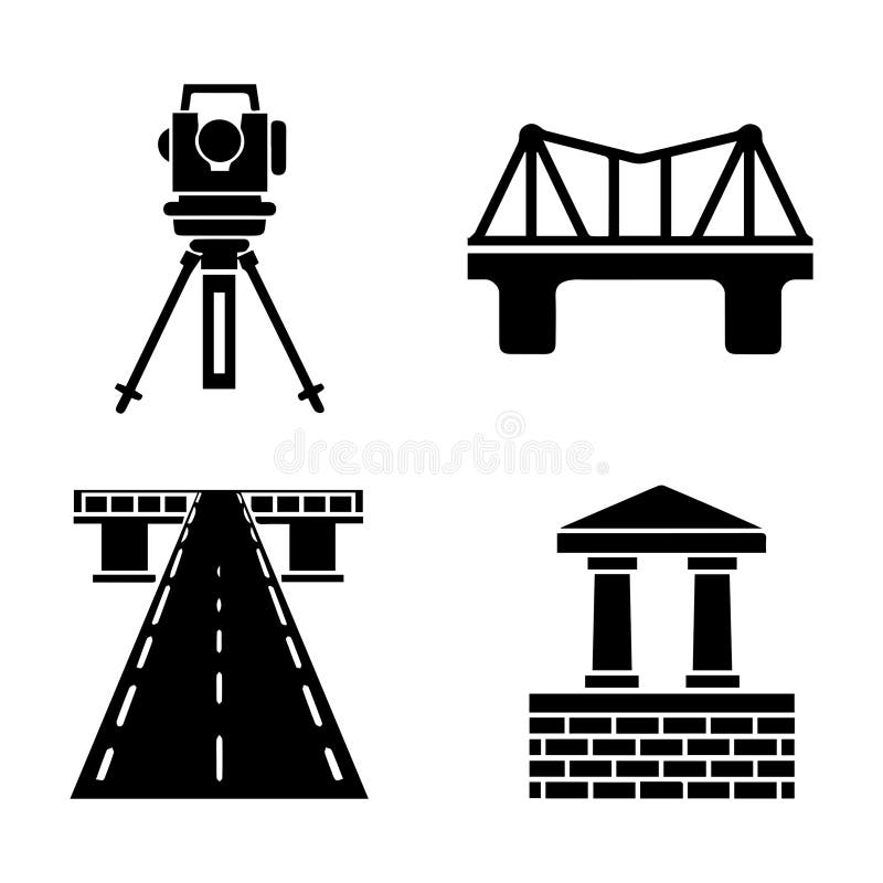 A Vector Silhouette Illustration Set of Civil Engineering Logos Stock ...