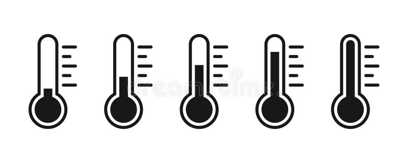 Thermometer Icon Set. Temperature Scale Symbol. Cold and Hot Icon ...