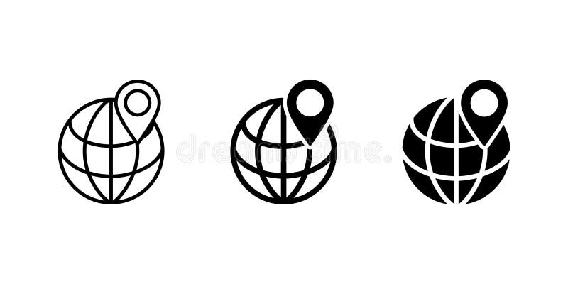 Globe Vector Icon. Global Pin Location Icon. Worldwide Icon Set. Stock ...