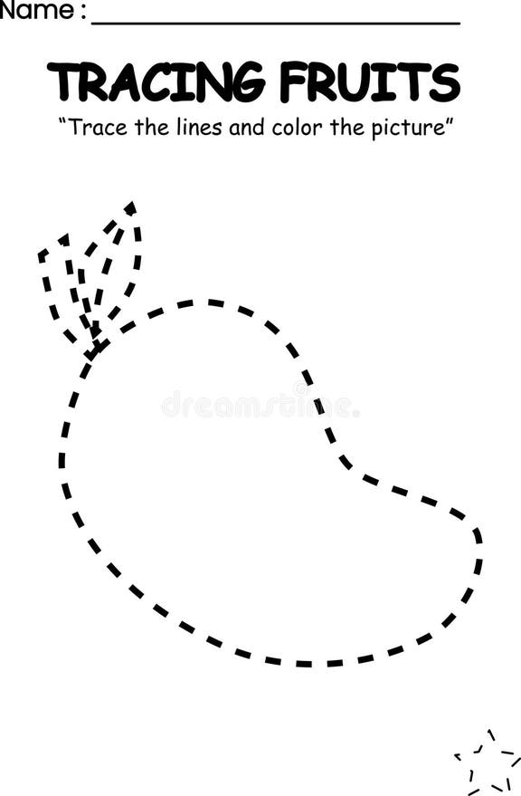 Fruit Tracing and Coloring Worksheet for Kids Stock Illustration ...