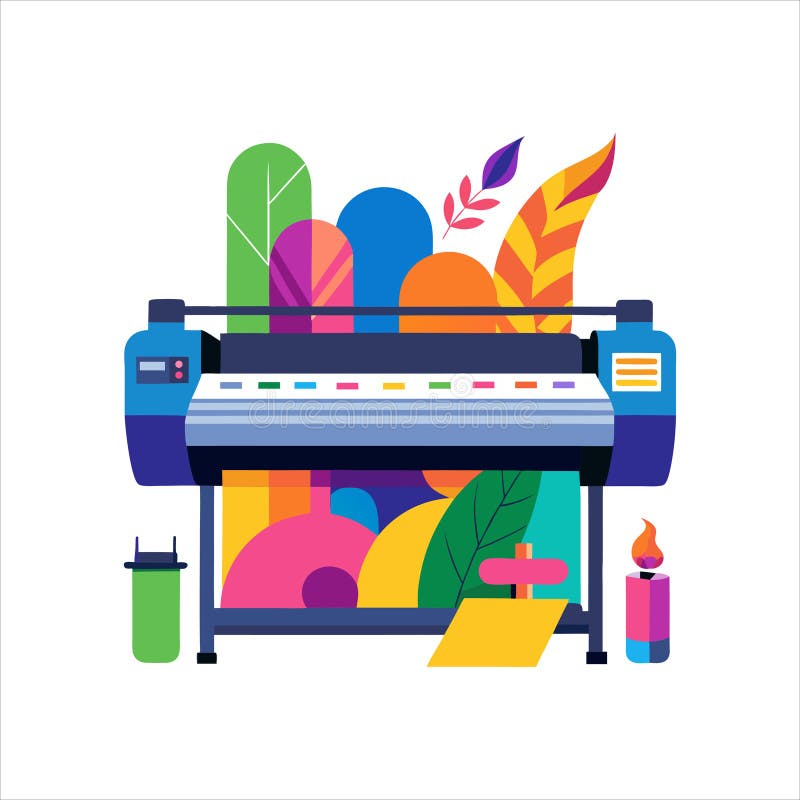 Large Format Printer Printing Colorful Graphics Vector Stock Vector ...