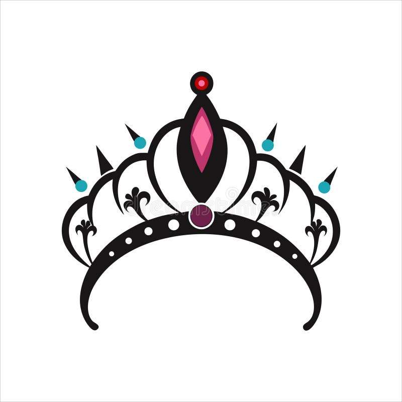 Royal Crown Tiara Logo Icon in Black Silhouette Stock Illustration ...