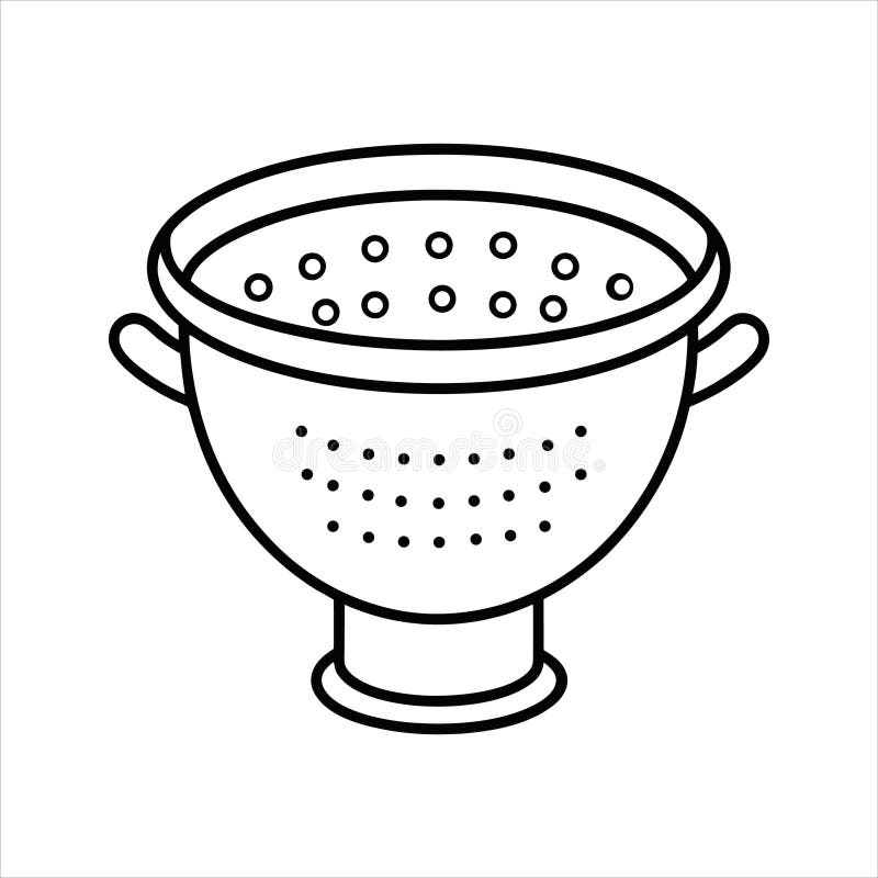 Simple Kitchen Colander Icon in Line Art Style Stock Illustration ...