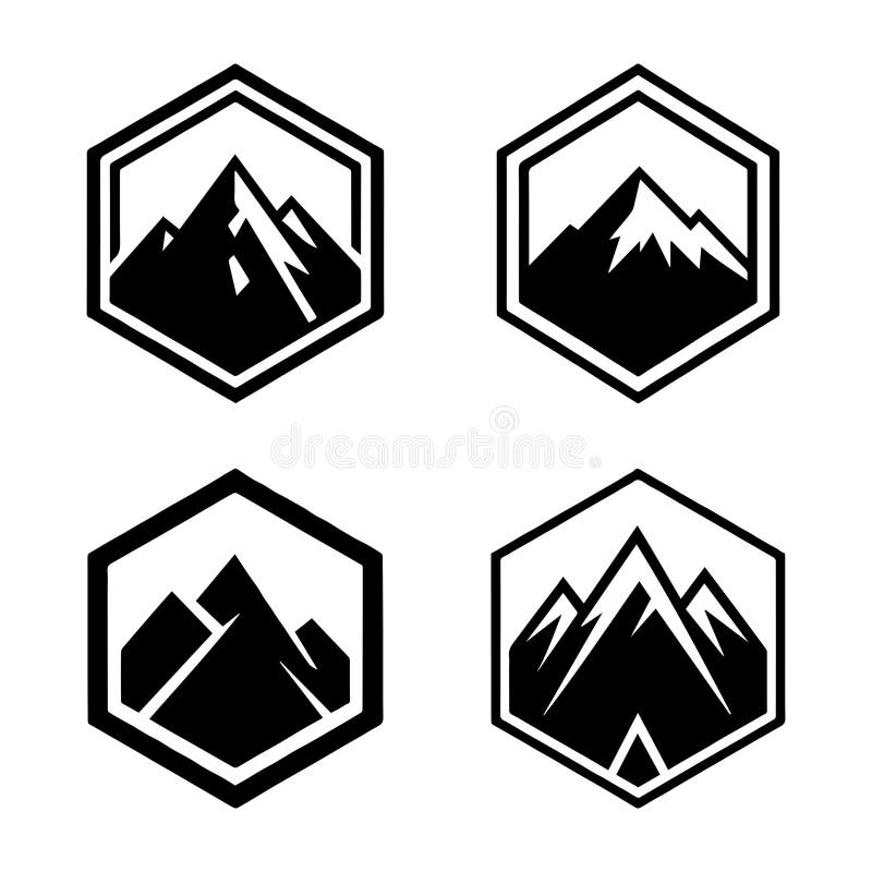 A Vector Silhouette Image Featuring a Mountain Logo Enclosed Inside a ...