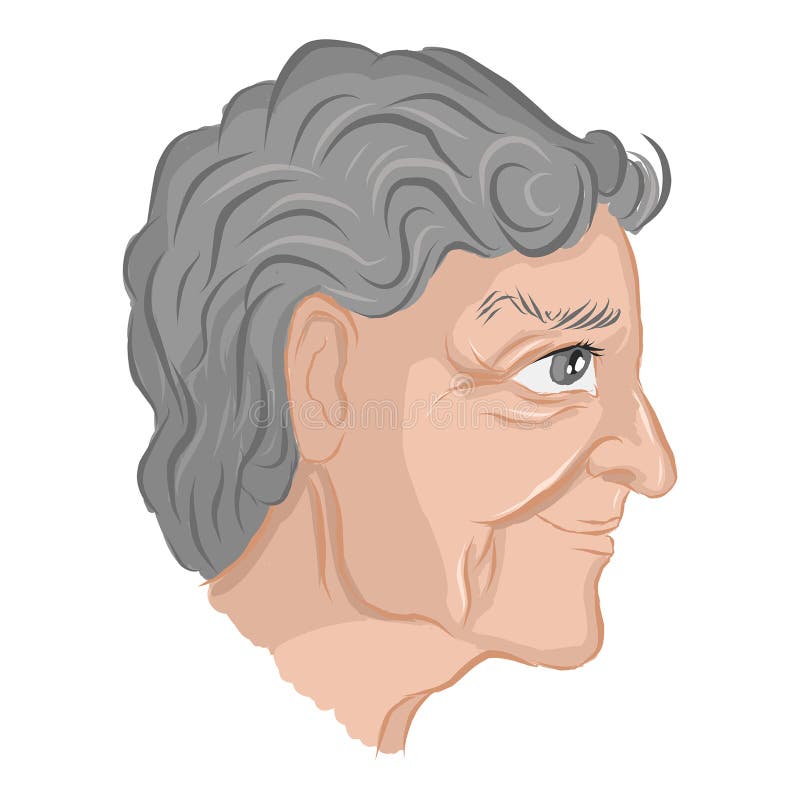 Gray-haired Woman Reader in Profile. Stock Vector - Illustration of ...