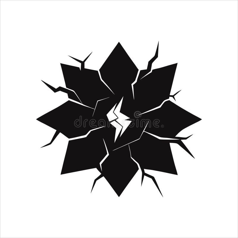 Crack Shatter Silhouette Vector Logo on White Background Stock Vector ...