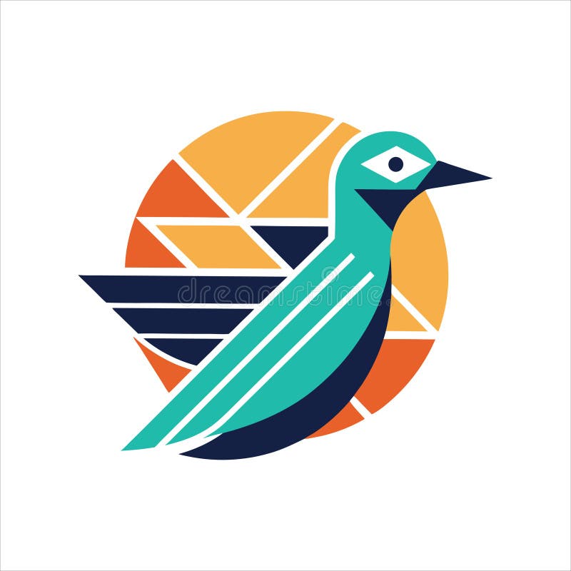 Vintage Bird Vector with Modern Geometric Elements Stock Illustration ...