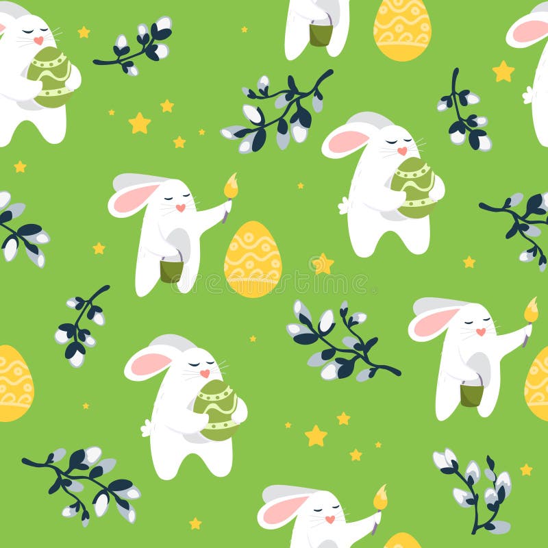 Cartoon Easter Bunny Pattern. Stock Illustration - Illustration of ...