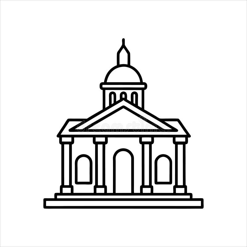 Academic Temple Outline Icon Vector Line Art Illustration Stock Vector ...