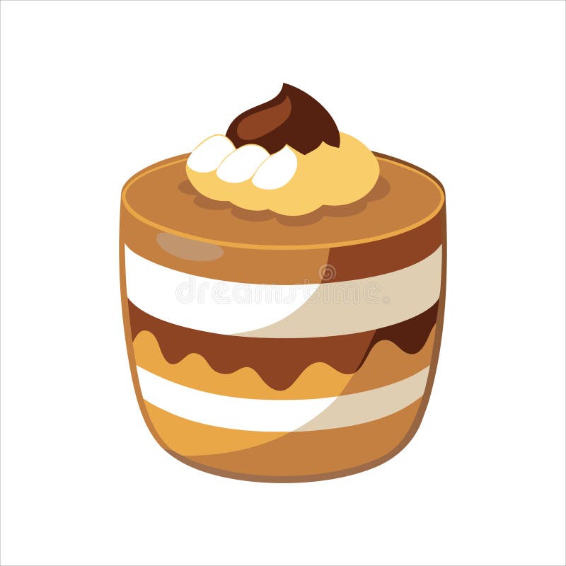 Classic Tiramisu Cake Flat Vector Art and Icon Design Stock ...