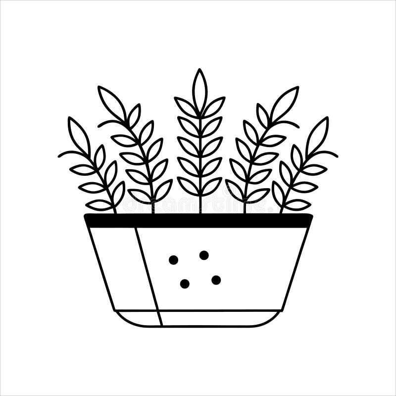 Modern Abstract Planter Line Art Clipart on White Background Stock ...
