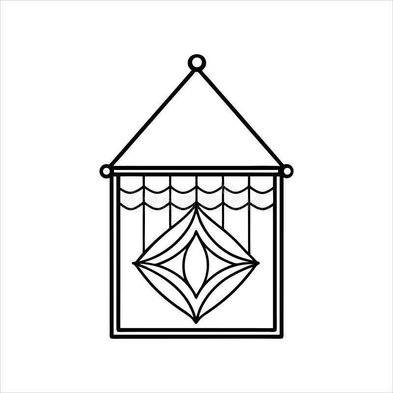 Simple Wall Hanging Line Art Vector Illustration Stock Illustration ...