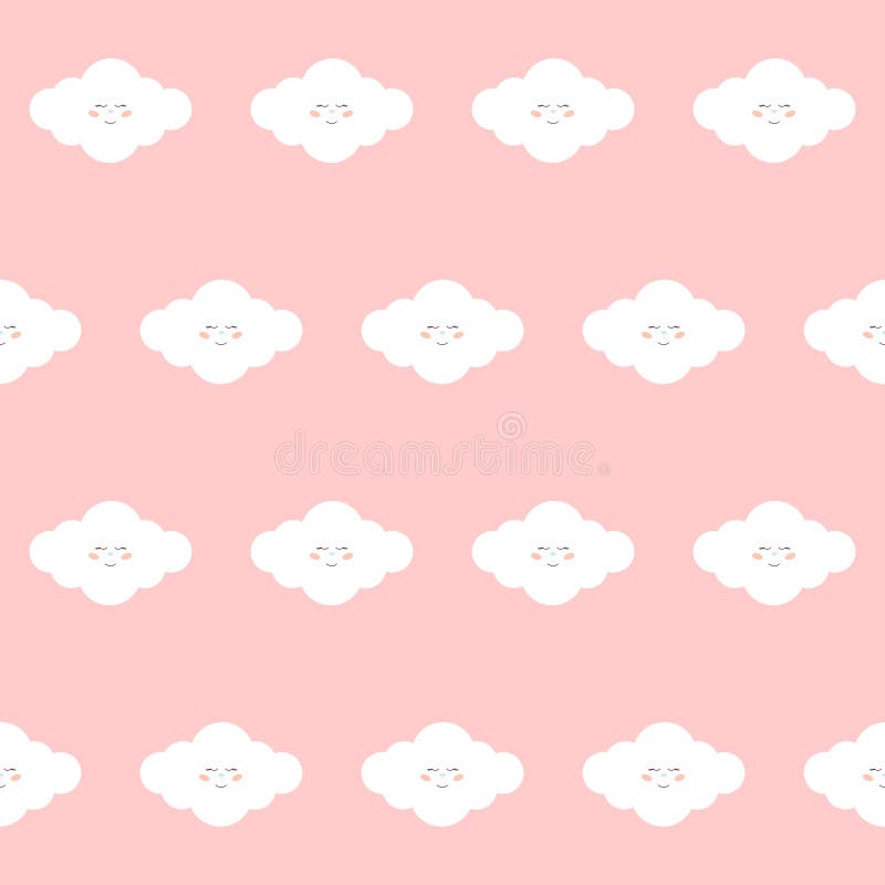 Fluffy Cute Kawaii Cloud Character Floating in Sky. Positive Child ...