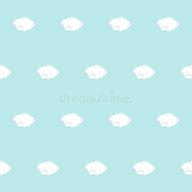 Fluffy Cute Kawaii Cloud Character Floating in Sky. Positive Child ...