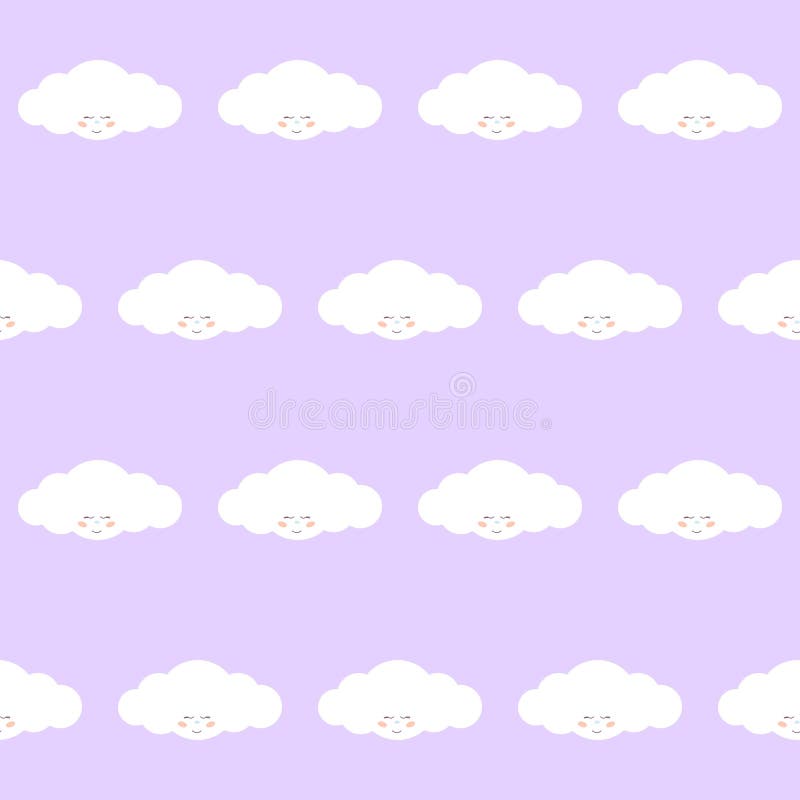 Fluffy Cute Kawaii Cloud Character Floating in Sky. Positive Child ...