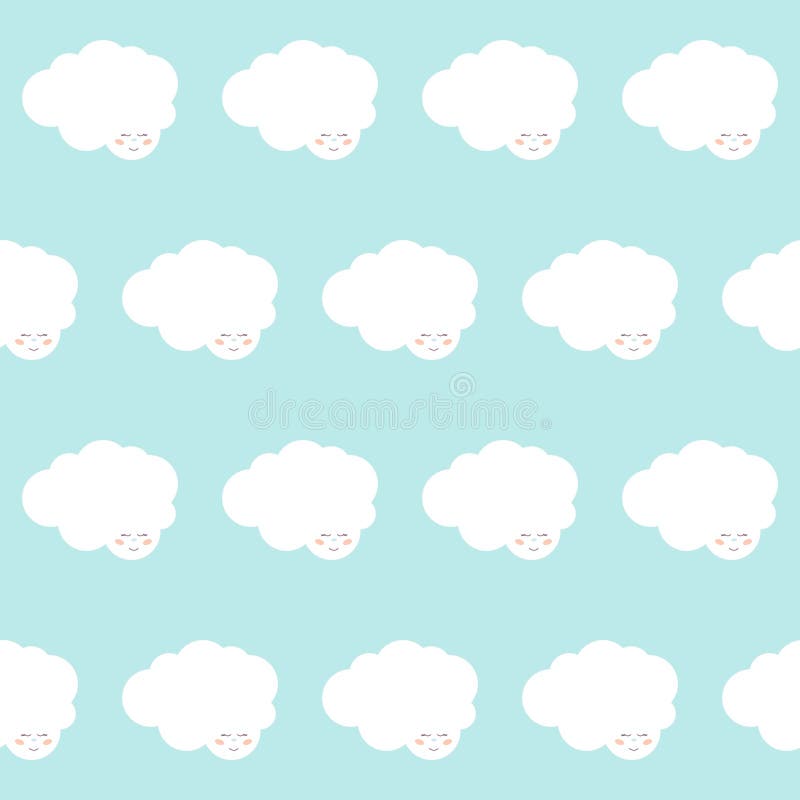 Fluffy Cute Kawaii Cloud Character Floating in Sky. Positive Child ...