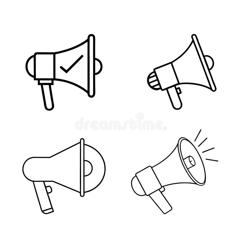 Megaphone Icon Set – Bold & Minimalist Line Art Stock Vector ...