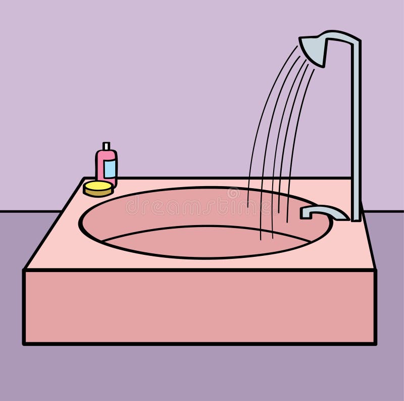 Bath Tub and Shower stock illustration. Illustration of pink - 370813791