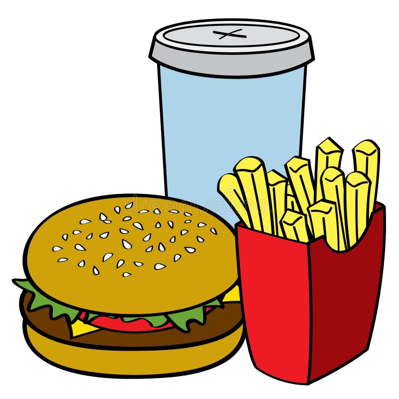 Fast Food Value Meal stock illustration. Illustration of soda - 370813847