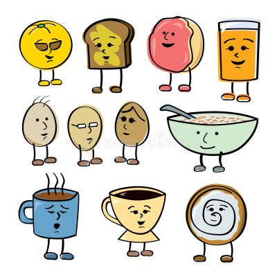 Breakfast Cartoon Characters Stock Vector - Illustration of bowl ...