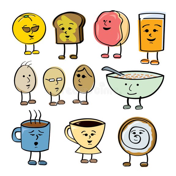Breakfast Cartoon Characters Stock Vector - Illustration of bowl ...