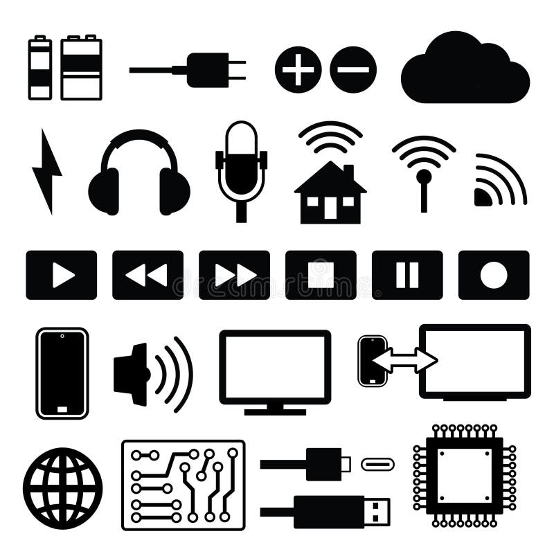 Electronics Icons stock vector. Illustration of hardware - 370814685