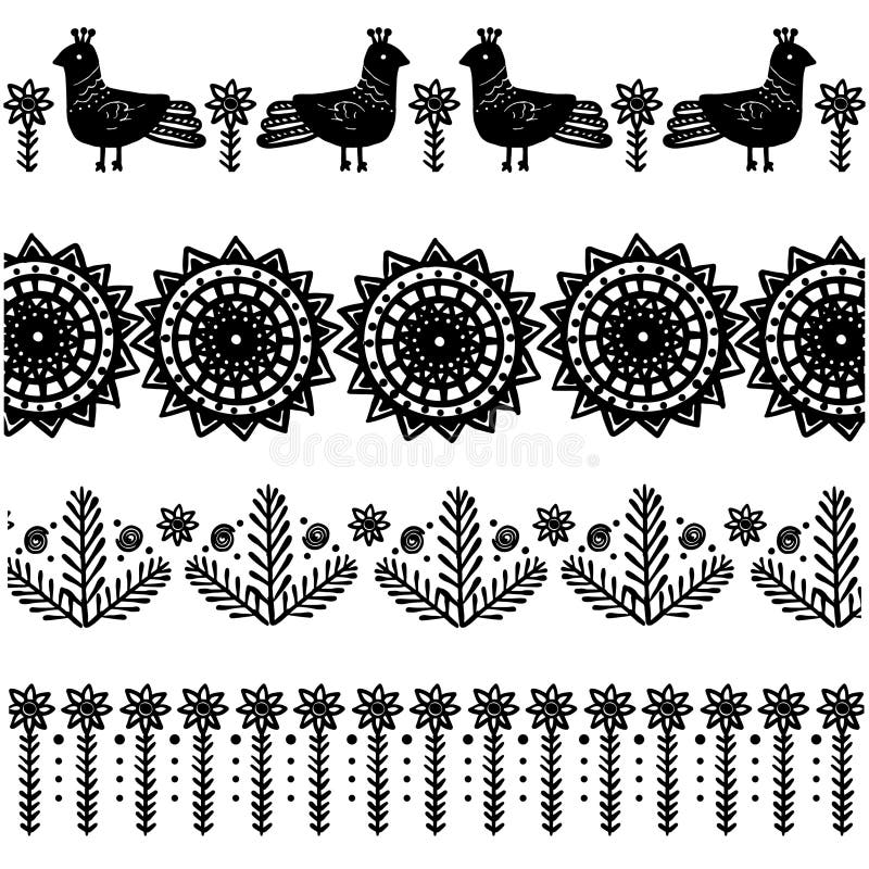 Ethnic Horizontal Patterns Set. Borders Design. Simple Textile Graphic ...