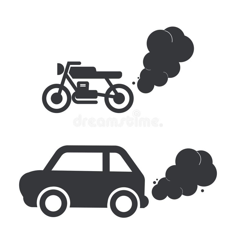 PrintaIsolated Pictogram Motorcycle and Car Emitting Exhaust Smoke ...