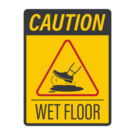 Isolated Safety Sign Shoe-wearing Foot Slipping Due To Spilled Water on ...