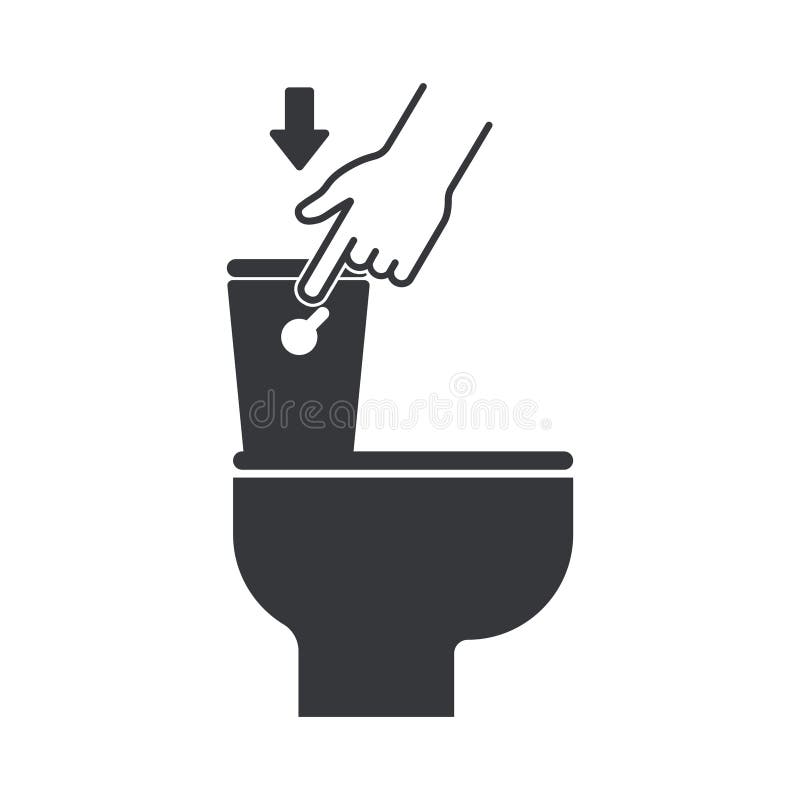 Isolated Pictogram Reminding Users To Press the "flush" Button after ...