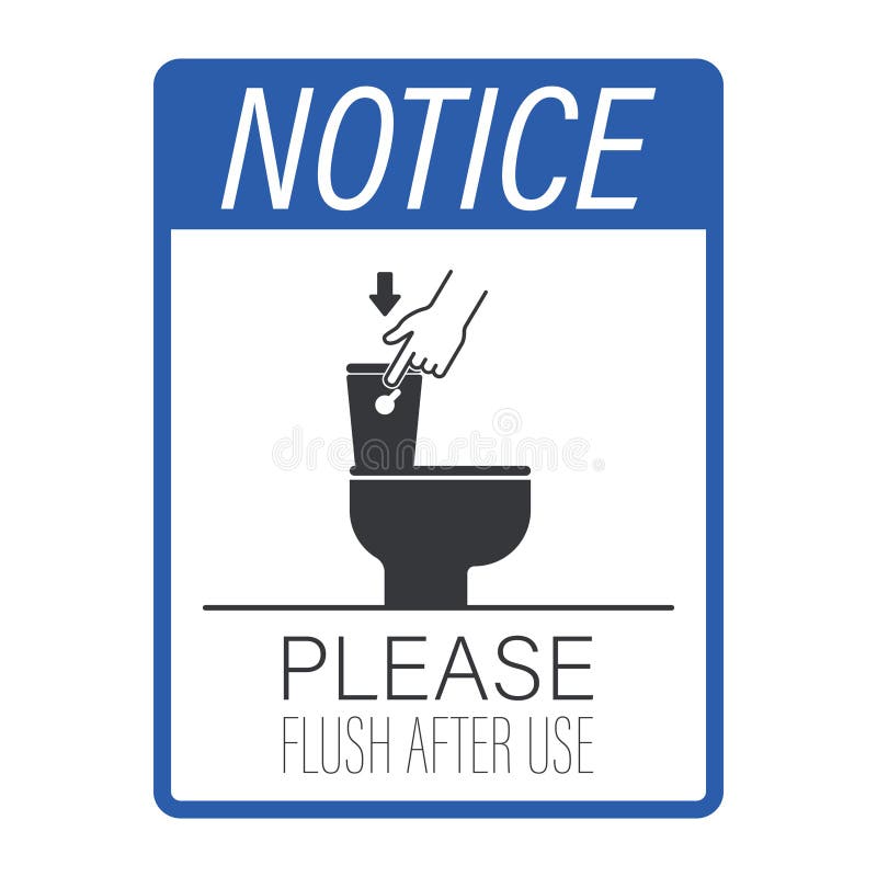 Isolated Pictogram Reminding Users To Press the "flush" Button after ...