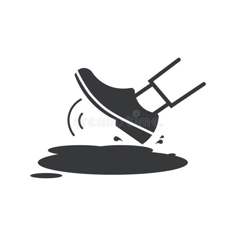 Isolated Safety Sign Shoe-wearing Foot Slipping Due To Spilled Water on ...