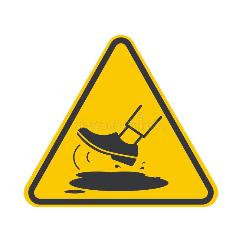 Isolated Safety Sign Shoe-wearing Foot Slipping Due To Spilled Water on ...