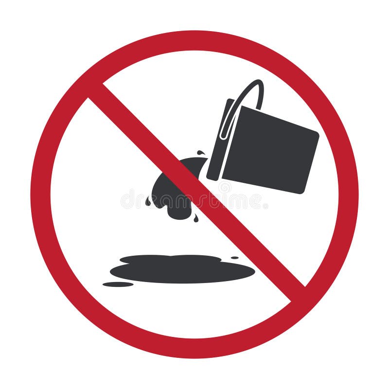 Isolated Prohibition Sign : Spilled Water in a Bucket on the Floor, Do ...