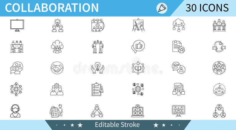 Collaboration Icons Teamwork, Partnership, Networking, Communication ...