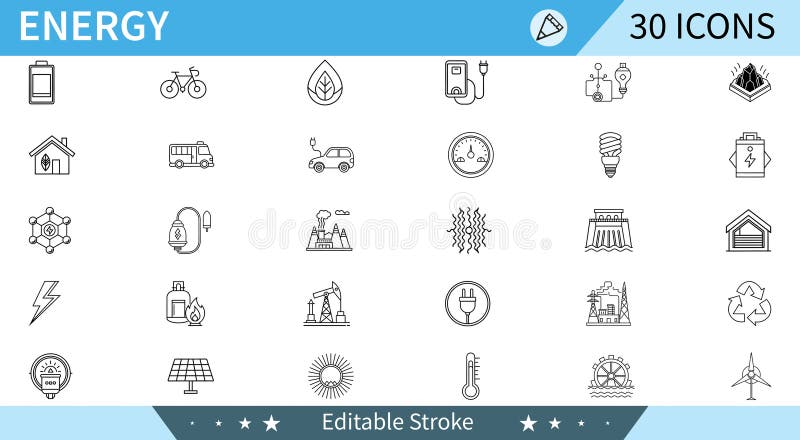 Energy Icons Renewable, Sustainable, Alternative Power Sources Stock ...
