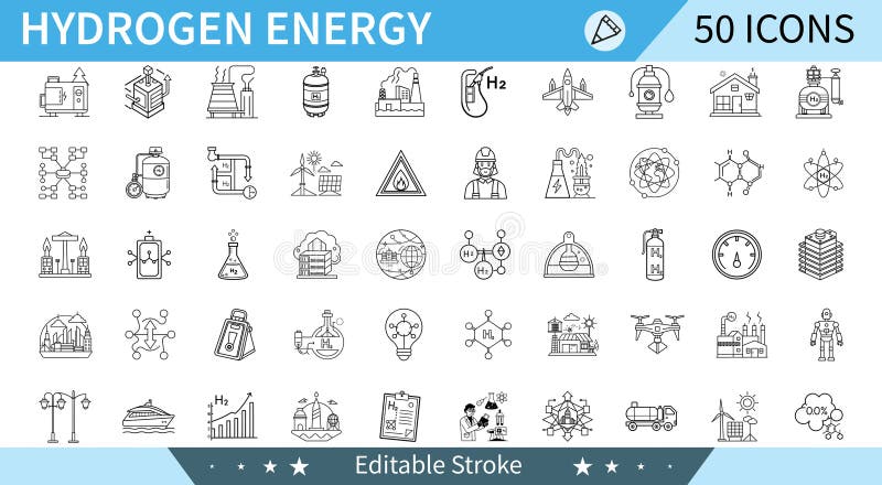 Hydrogen Energy 50 Icons of Clean Fuel Technology and Innovation Stock ...