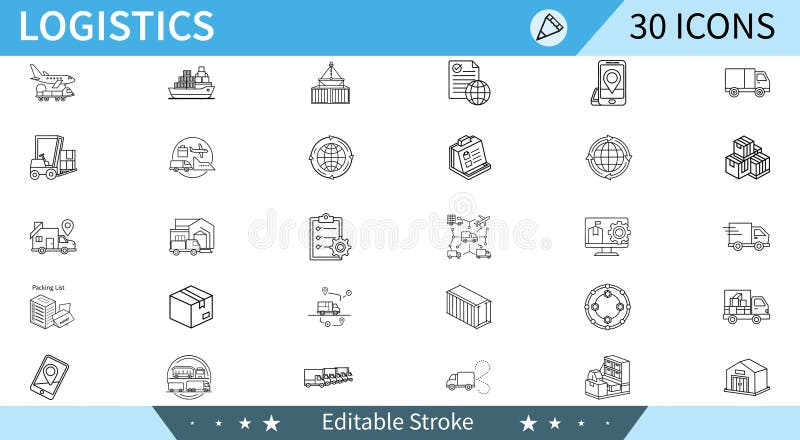 Logistics Icons Global Supply Chain Management, Delivery ...