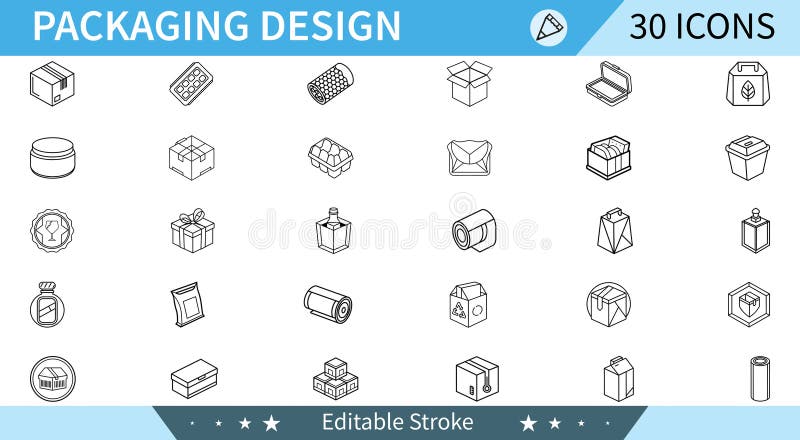 30 Isometric Packaging Design Icons Boxes, Containers, and More Stock ...