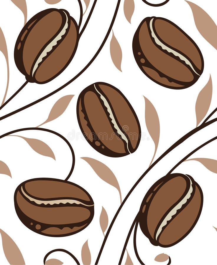 Seamless Coffee Bean Pattern Illustration - Brown and Beige Design ...