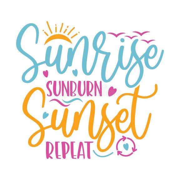 Groovy Sunrise Sunburn Sunset Repeat Typography Vector Design with a ...