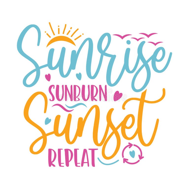 Groovy Sunrise Sunburn Sunset Repeat Typography Vector Design with a ...