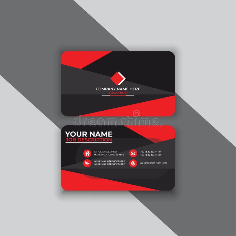 Professional Business Card Design with Red and Black Geometric Patterns ...