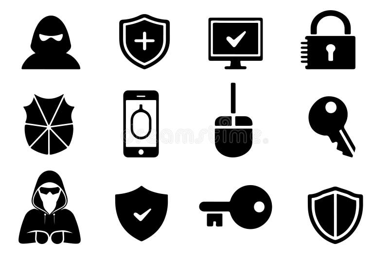 Bundle or Set of Cyber Security Icon. Set of Security Shields Stock ...